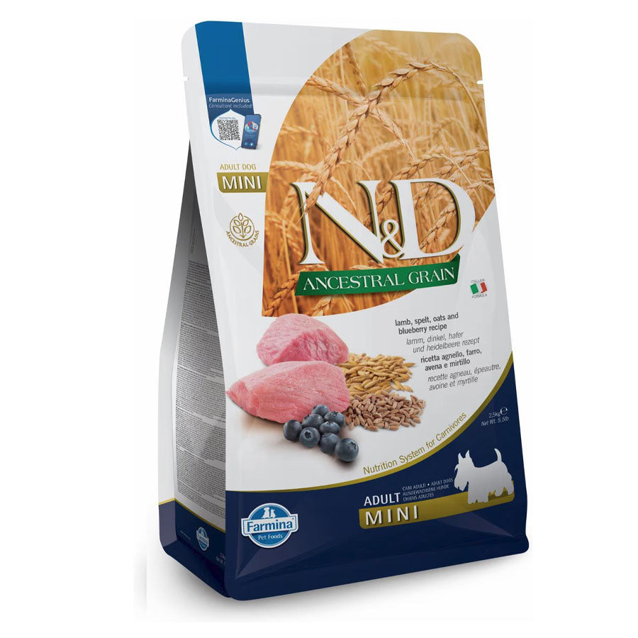 Farmina N&D Ancestral Grain Lamb & Blueberry Mini Food – Pet Evolution ...